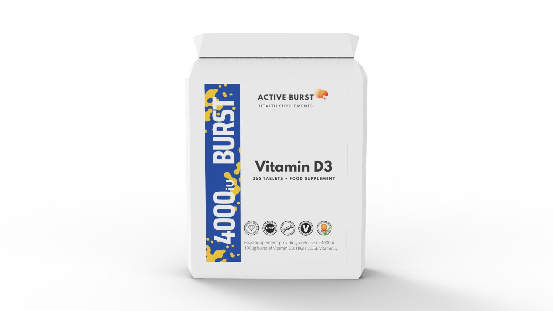 Vitamin D3 4000iu 365 Tablets | Active Burst
